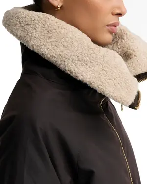 Barbour Mary Faux Fur Collar Waxed Cotton Jacket