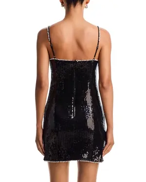 Aqua Sequinned Beaded Mini Dress Exclusive