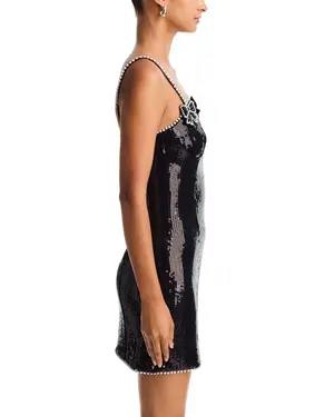 Aqua Sequinned Beaded Mini Dress Exclusive