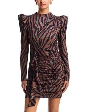 Aqua Ziger Puffed Shoulder Mini Dress Exclusive