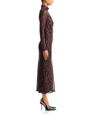 Aqua Mesh Mock Neck Maxi Dress Exclusive