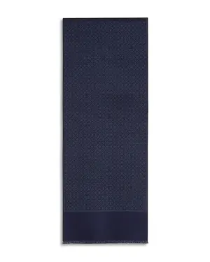 FERRAGAMO Gancini Logo Wool Scarf - Blue