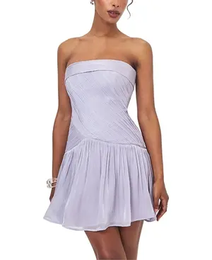 MISS CIRCLE NEW YORK Yalena Crystal Organza Strapless Mini Dress - Lavender