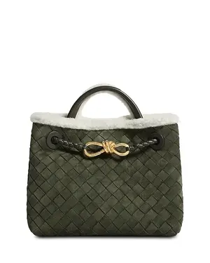 Bottega Veneta Andiamo Intrecciato Shearling Trim Bag