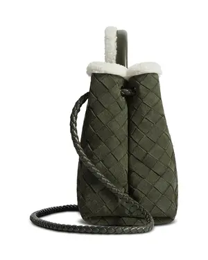 Bottega Veneta Andiamo Intrecciato Shearling Trim Bag