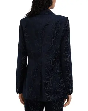 REISS Flocked Velvet Double Breasted Blazer