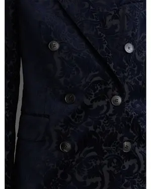 REISS Flocked Velvet Double Breasted Blazer