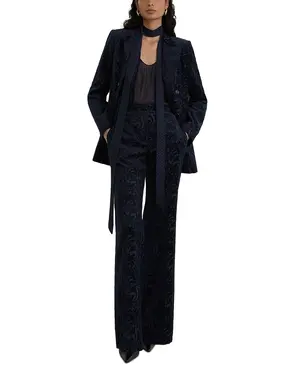 REISS Flocked Velvet Flare Trousers