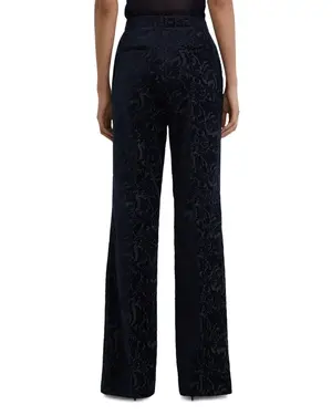 REISS Flocked Velvet Flare Trousers
