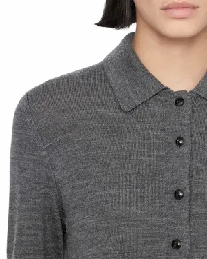ALLSAINTS Coyte Wool Button Front Dress - Grey Marl
