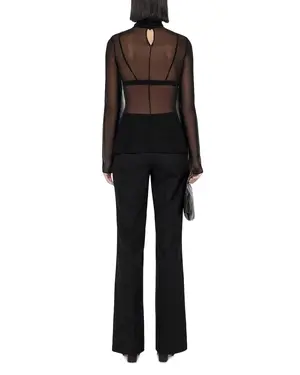 ALLSAINTS Kumi Silk Turtleneck Top - Black