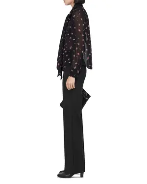 ALLSAINTS Iris Printed Clip Dot Tie Neck Blouse