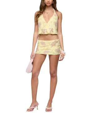 EDIKTED Mena Beaded Floral Backless Top