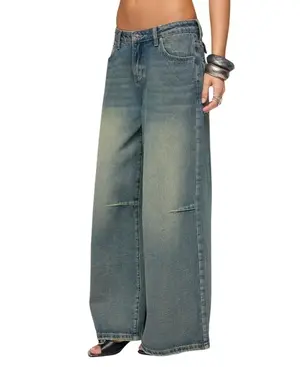 EDIKTED Adjustable Button Low Rise Baggy Jeans