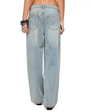 EDIKTED Oaklee Studded Low Rise Baggy Jeans