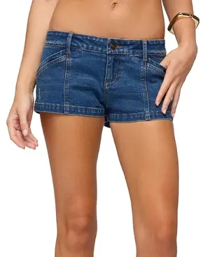 EDIKTED Mclaine Stitched Low Rise Denim Shorts