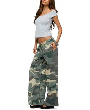 EDIKTED Allen Camo Wide Leg Sweatpants
