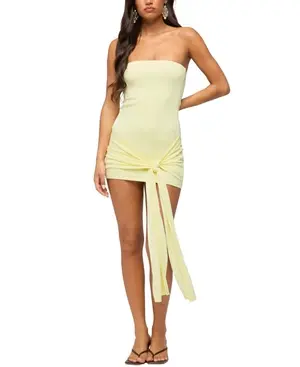EDIKTED Sonie Tie Waist Strapless Mini Dress