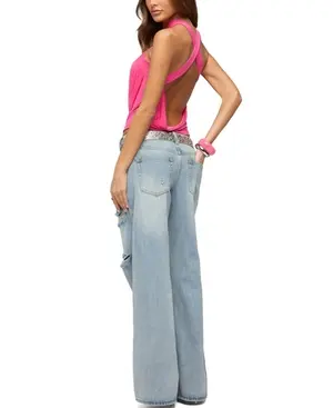 EDIKTED Maise Backless Cowl Neck Crisscross Top