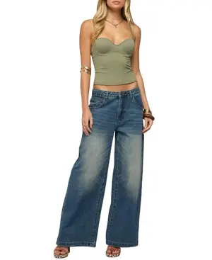 EDIKTED Aven Built In Bra Tank Top - Olive