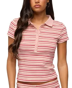 EDIKTED Noelia Striped Polo Top