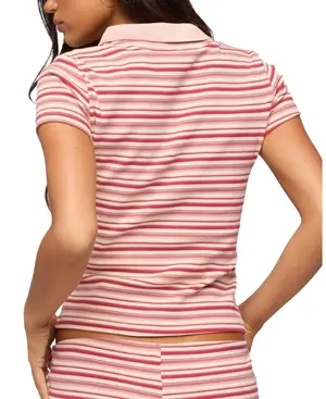 EDIKTED Noelia Striped Polo Top