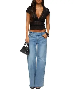 EDIKTED Dale Low Rise Straight Leg Stretchy Jeans