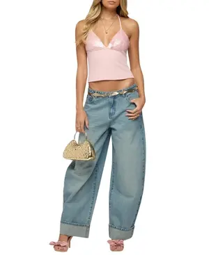 EDIKTED Katelyn Sequin Halter Top