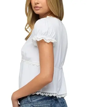 EDIKTED Eman Lacey Tie Front Top - Cream