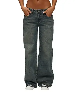 EDIKTED Nyc Studded Low Rise Baggy Jeans