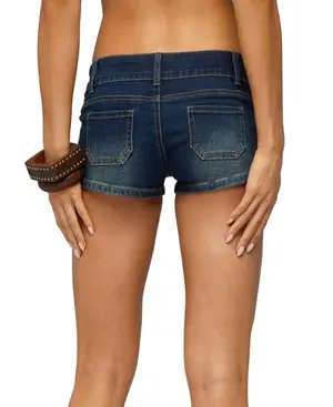 EDIKTED Birde Stretchy Denim Micro Shorts