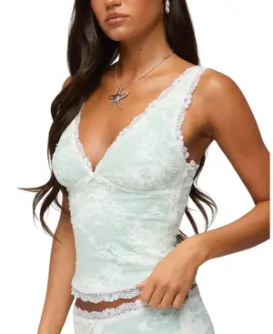 EDIKTED Amanu Sequin Lace Tank Top