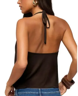 EDIKTED Gale Wood Disc Halter Top