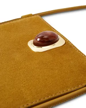 Veronica Beard Stone Embellished Suede Crossbody Bag - Acorn