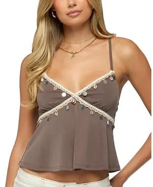 EDIKTED Moya Lacey Charm Tank Top