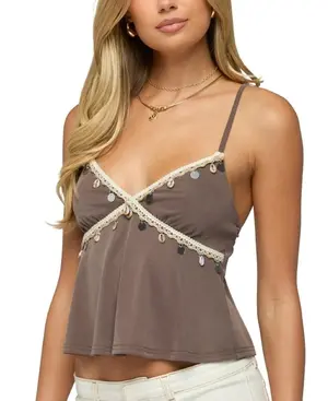 EDIKTED Moya Lacey Charm Tank Top