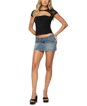 EDIKTED Celesh Lacey Cutout Top - Black