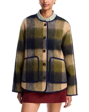 Tanya Taylor Janet Collarless Contrast Trim Jacket