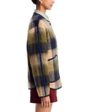 Tanya Taylor Janet Collarless Contrast Trim Jacket