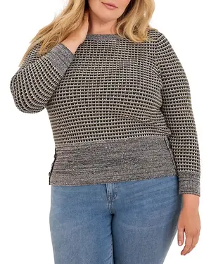 NIC+ZOE Marled Tuck Sweater - Blue Multi
