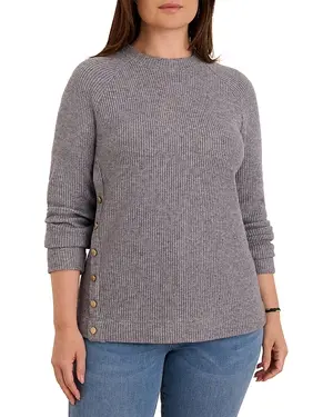 NIC+ZOE Side Button Waffle Knit Top - Slate