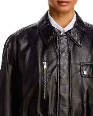 FRAME The Paper Leather Safari Jacket
