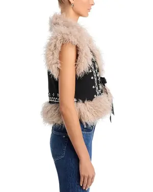 Cinq À Sept Amaranthe Faux Shearling Vest - Black/dark