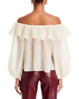 Alice + Olivia Alta Off-the-shoulder Ruffled Top