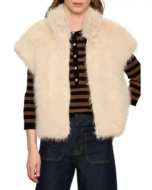 Sanctuary Cozy Faux Fur Vest - Almond Cream