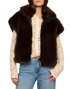 Sanctuary Cozy Faux Fur Vest - Espresso Multi
