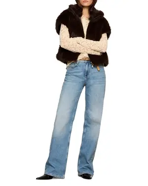 Sanctuary Cozy Faux Fur Vest - Espresso Multi