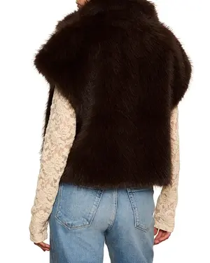 Sanctuary Cozy Faux Fur Vest - Espresso Multi
