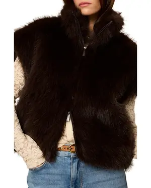 Sanctuary Cozy Faux Fur Vest - Espresso Multi