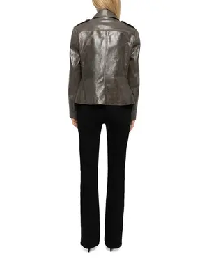 Zadig&Voltaire Veram Glossy Leather Jacket - Medium Grey